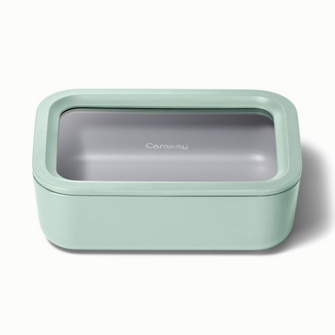 Caraway Home Medium Ceramic Coated Glass Food Storage Container Mist ...