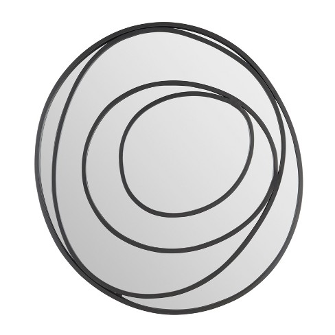 Sonya 25.5-inch Contemporary Continuous Circles Wall Mirror With Black ...