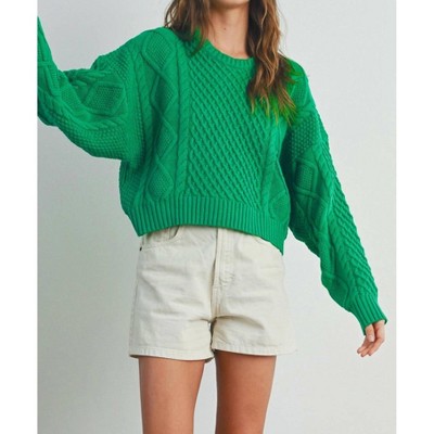 Women's Solid Cable Knit Sweater - Buttermelon : Target