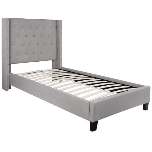 Merrick Lane Upholstered Twin Size Platform Bed In Light Gray Fabric ...