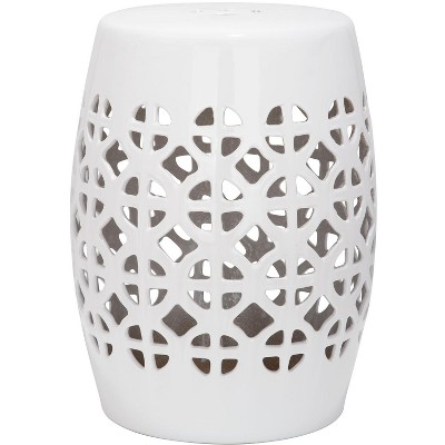 Outsunny 13" X 18" Ceramic Garden Stool With Woven Lattice Design ...