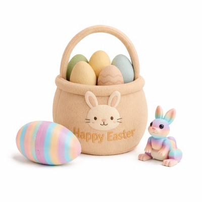 Easter Egg Basket Plush Toy with 3D Printed Bunny Surprise Eggs ...