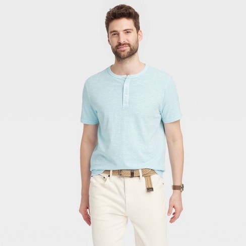 Men's Short Sleeve Henley T-shirt - Goodfellow & Co™ Light Blue Xxl ...