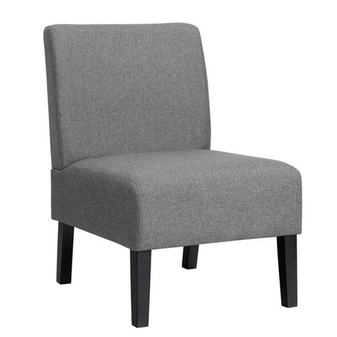 Costway Armless Accent Fabric Leisure Chair W/rubber Wood Legs Gray ...