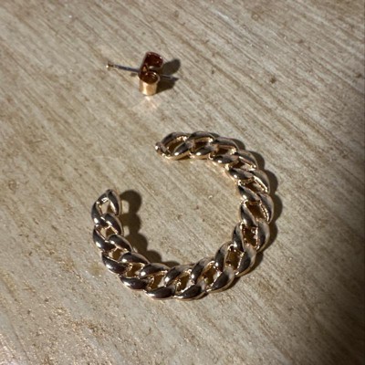 Frozen Chain And Chunky Hoop Trio Earring Set 3pc - Wild Fable™ Gold ...