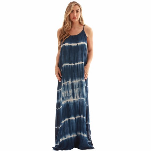 Riviera Sun Womens Maxi Dress Tie Die Spaghetti Strap Long Sundress ...