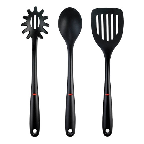 Oxo 3pc Nylon Utensil Set Black: Kitchen Utensils With Soft-grip Handle ...