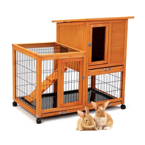 Detachable Rabbit Hutch With Removable Tray And Rolling Casters ...