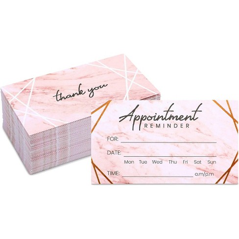 Pipilo Press 100 Pack Appointment Reminder Cards, Marble And Rose Gold Foil Design (3.5 X 2 In ...