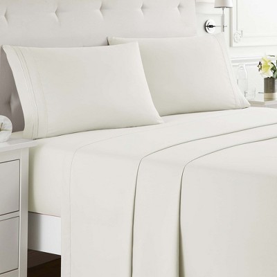 Queen Warm White 6pc Microfiber Sheet Set By Bare Home : Target