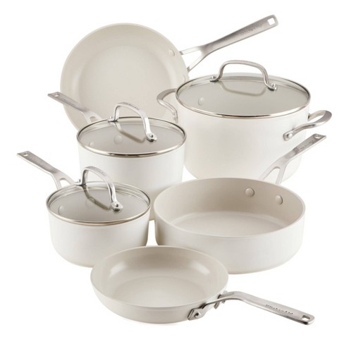 Kitchenaid 9pc Ceramic Forged Aluminum Nonstick Cookware Set Porcelain ...