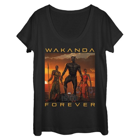 Women's Marvel Black Panther 2018 Wakanda Forever Scoop Neck - Black ...