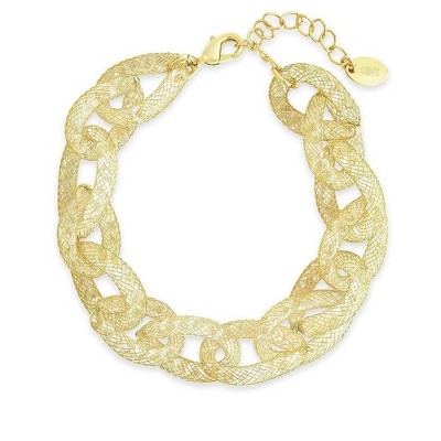 Shine By Sterling Forever Chunky Mesh Chain Bracelet Gold : Target