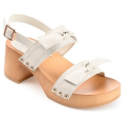 Journee Collection Womens Tia Double Bow Accent Clog Sandals Ivory 6 ...