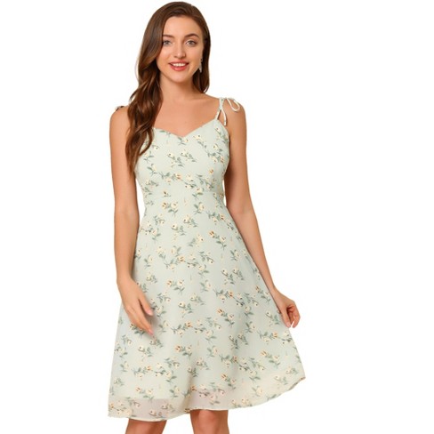 Allegra K Women's Summer Spaghetti Strap Smocked Floral A-line ...