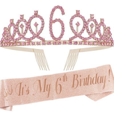 Ebe Emmasbyemma 6th Birthday Sash And Tiara For Girls - Fabulous Glitter Sash + Loops Rhinestone ...
