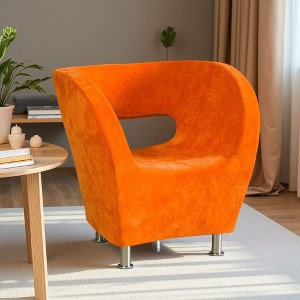 Microfiber Softly Padded Modern Chair with Rounded Barrel Shape : Target