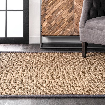 Nuloom Hesse Checker Weave Seagrass Area Rug : Target