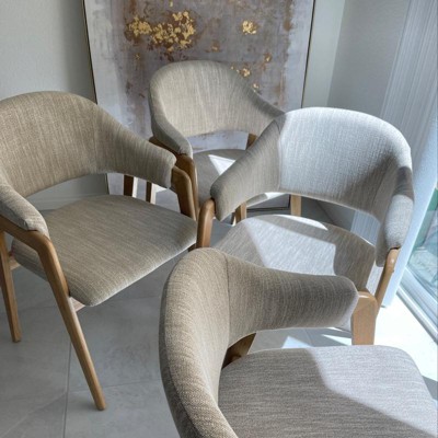 Ingleside Open Back Upholstered Wood Frame Dining Chair Cream/natural ...