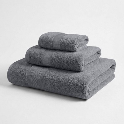 Heavyweight 3 Piece Cotton Towel Set, Plush Absorbent Solid Towels ...