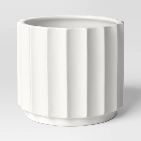 Geared Terracotta Indoor Outdoor Planter Pot White 12.13"x12.13 ...