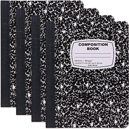 Enday Wide Ruled Black Marble Composition Notebook 100 Sheets -8 Pack ...