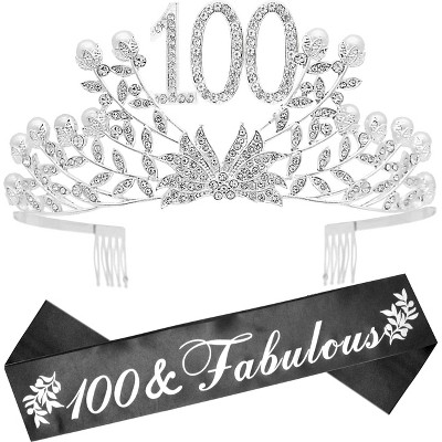 Doradreamdeko 100th Birthday Sash & Tiara Set By Doradreamdeko, Glitter ...