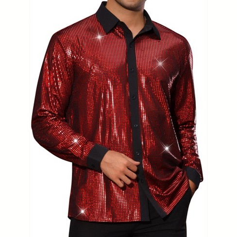 Lars Amadeus Men's Halloween Long Sleeves Glitter Party Disco Shiny ...