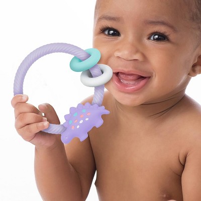 Itzy Ritzy Ring Rattle & Teether - Purple Dinosaur : Target