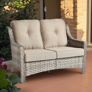 HOMLUX Outdoor Patio Loveset with Deep Seating Design, Ergonomic ...
