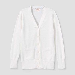 Girls' Crew Neck Cable Uniform Cardigan Sweater - Cat & Jack™ Blue Xs ...