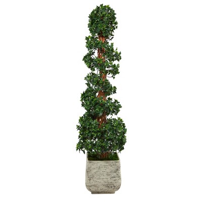Nearly Natural 70-in Olive Artificial Tree In White Tin Planter : Target