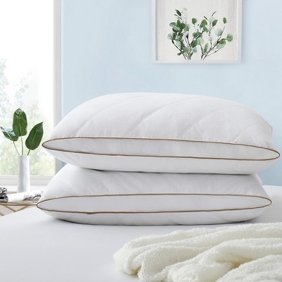 Peace Nest Quilted Gusseted Goose Feather Down Pillow Set Of 2, Oval ...