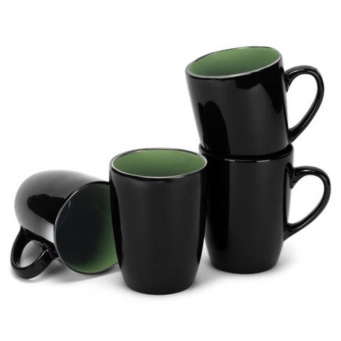 Elanze Designs Color Pop Green Black Exterior 16 Ounce Glossy Ceramic ...