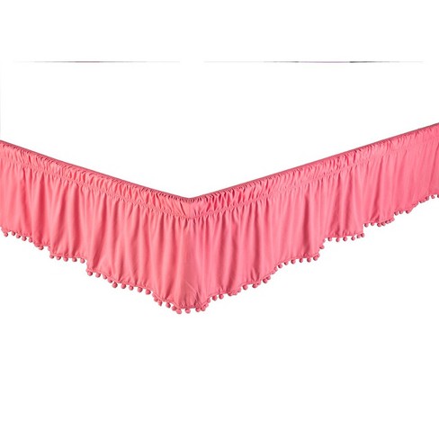 Legacy Decor Queen/king Bed Skirt Dust Ruffle With Pom-pom Fringe 100% ...