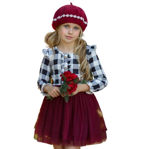 Girls Style Is Eternal Ruffled Tutu Dress - Mia Belle Girls, Burgundy ...