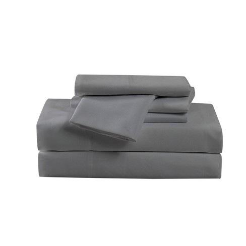 Twin Xl 4pc Heritage Microfiber Solid Sheet Set Gray - Cannon : Target