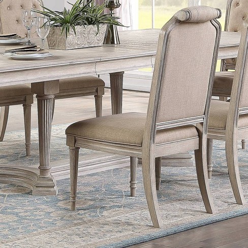 Acme Furniture Wynsor Dining Chairs Armless Fabric/vintage Bone White ...