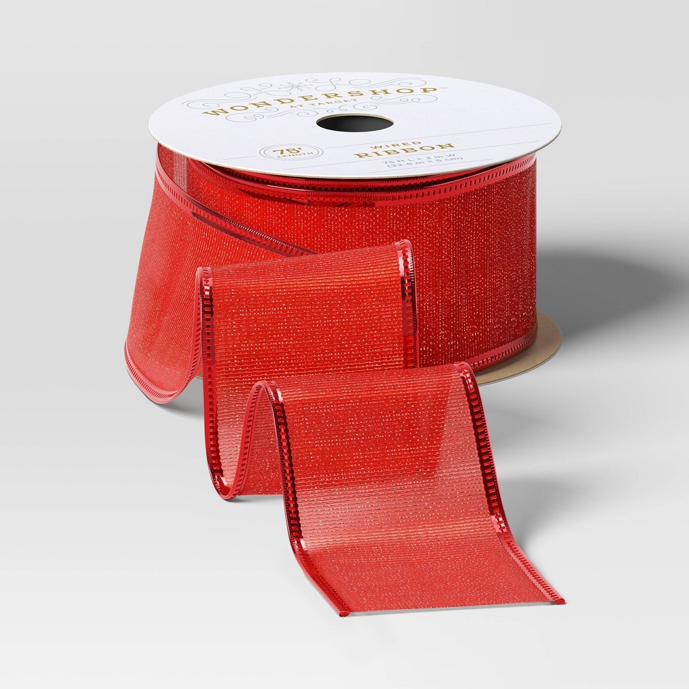 75' Christmas Fabric Ribbon Red Sheer - Wondershop™ - buy accessory ...