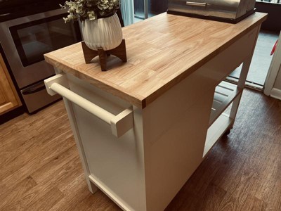 Windham Wood Top Kitchen Island Off-white - Threshold™ : Target