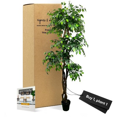 Nearly Natural 5.5’ Ficus Tree W/bamboo Planter : Target