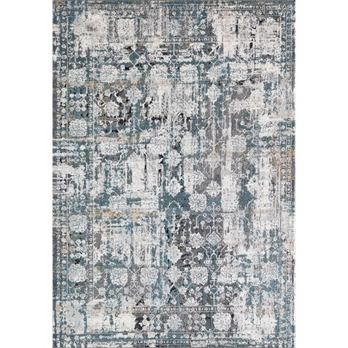 Rugs America Belle Bn20a Paradise Blue Abstract Vintage White Area Rug ...