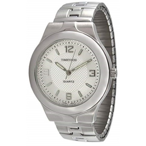 Timetech Men's Silver Textured Dial With Stainless Steel Expansion Bracelet Watch : Target