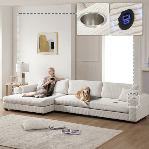 Sectional Sofa Couches With Chaise Longue 4 Seat L shaped Couch For Living Room Apartment Office Beige Target