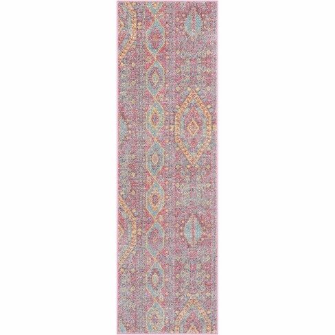 Well Woven Ollie Bohemian Vintage Blush Diamond Stripes Pattern 2'3" X ...