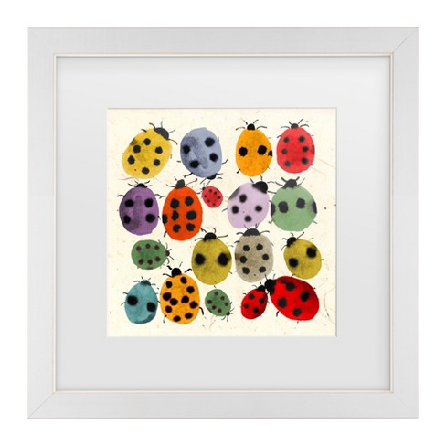 Jenny Frean Inky Ladybirds Matted Framed Art : Target