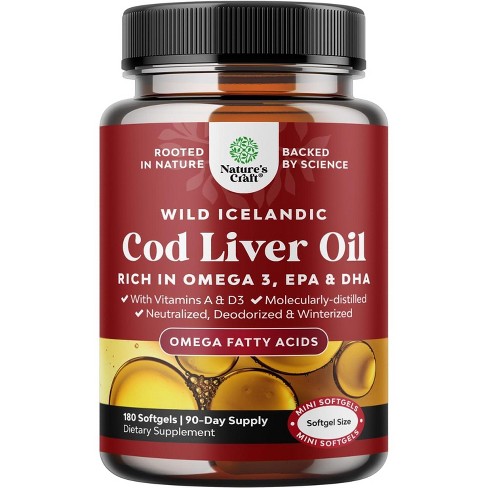 Cod Liver Oil Softgels, Fish Oil Supplement With Vitamin D3 & A For ...