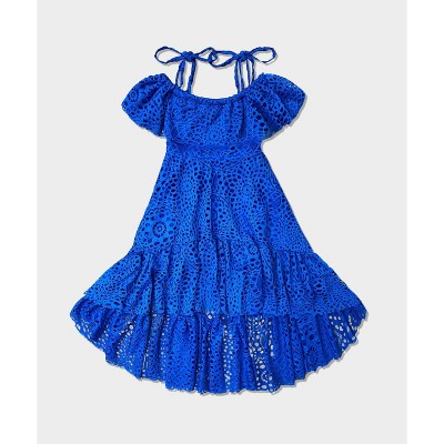 Bluest Of Blues Cold Shoulder Maxi Sundress Mia Belle Girls, Blue, 7y ...