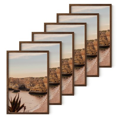 Haus And Hues Set Of 6 Picture Frame With Plexiglass Cover, Walnut Oak, 11x17 : Target