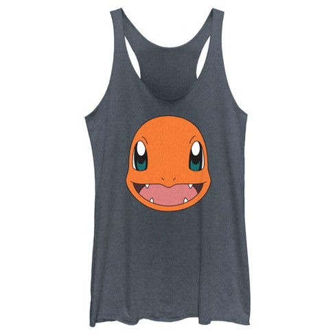 Women's Pokemon Charmander Smile Racerback Tank Top - Navy Blue Heather ...